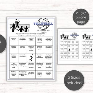 Volleyball Find Someone Who Game, Printable Volleyball Team Party Games ...