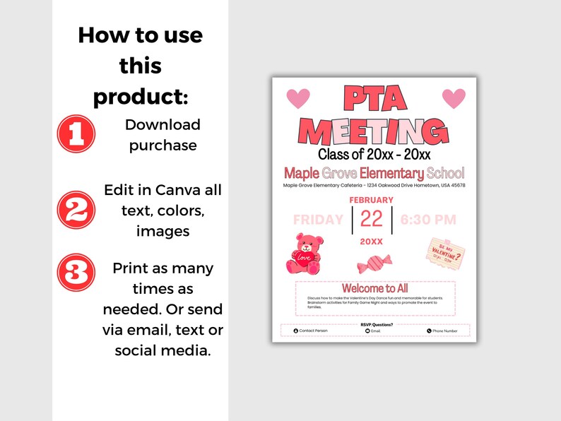 EDITABLE PTO PTA Meeting Flyer Template Bundle, Pto/pta Information ...