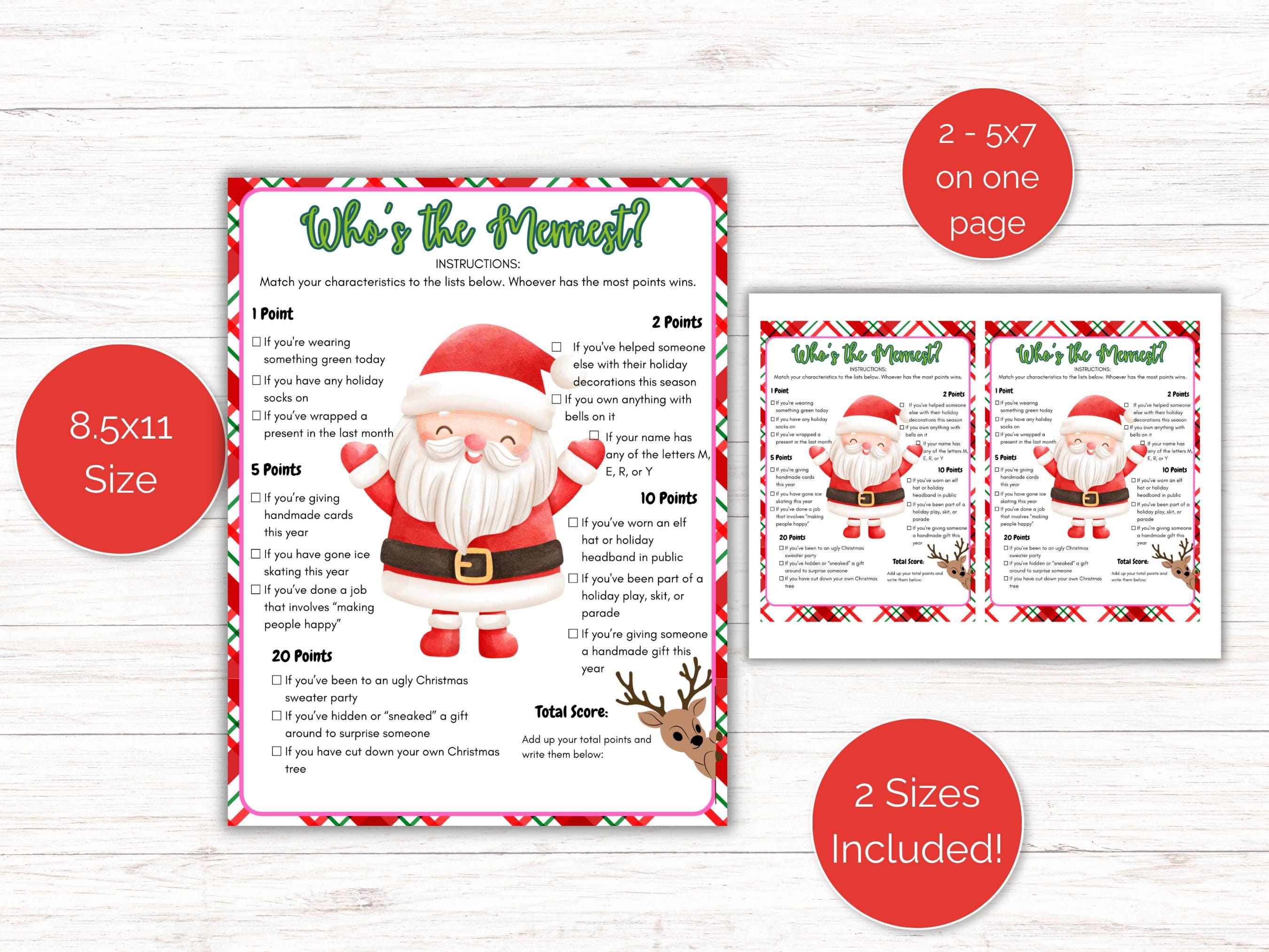 Who's the Merriest, Printable Christmas Party Game, Christmas Who is ...