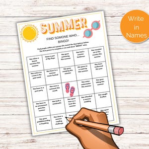 Summer Find Someone Who Game, Printable Summer Party Mix and Mingle ...
