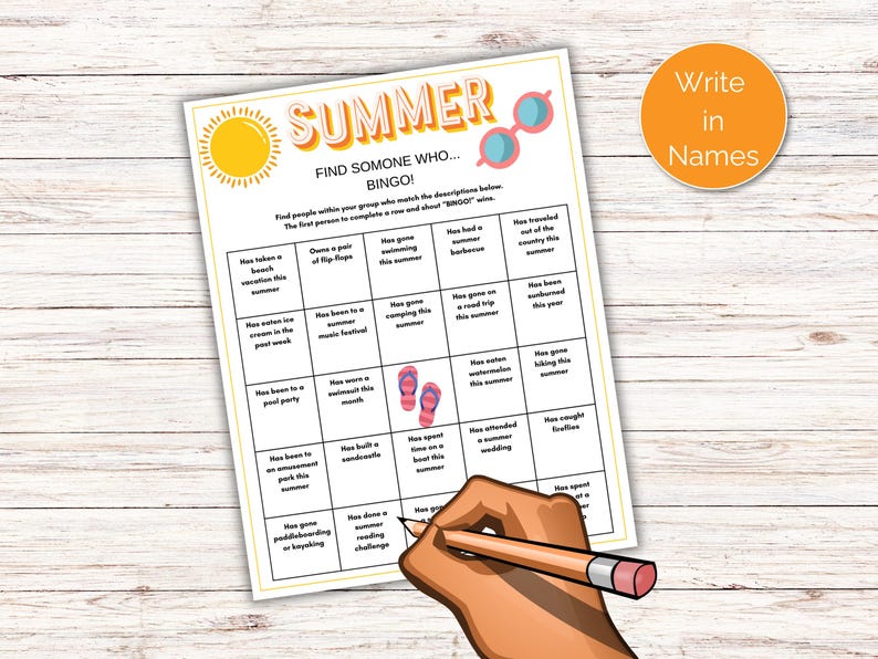 Summer Find Someone Who Game, Printable Summer Party Mix and Mingle ...