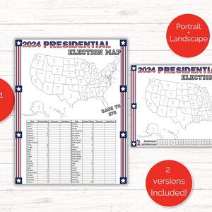 2024 Presidential Election Map, Electoral College Vote Tracker Kids Activity Sheet, Printable ...
