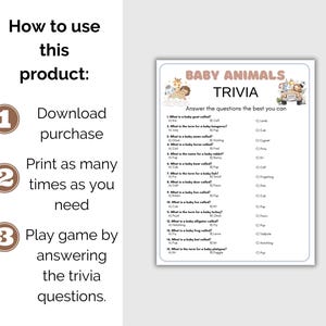 Baby Animal Trivia Game, Baby Animal Quiz, Printable Animal Themed ...