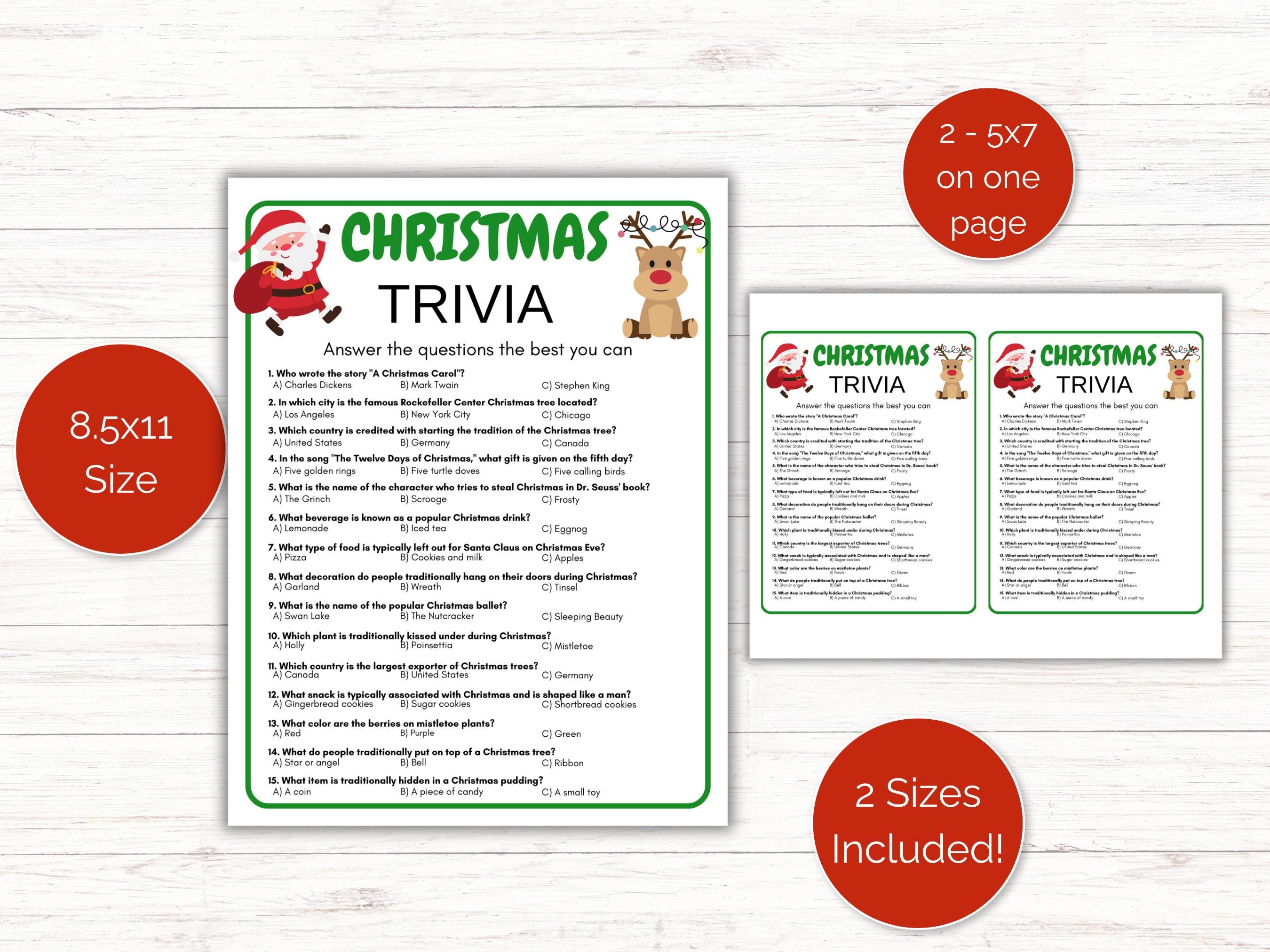 Christmas Trivia Game, Fun Printable Christmas Game, Christmas Quiz ...
