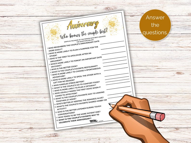 Who Knows the Couple Best Game, Printable Anniversary Party Game, How ...