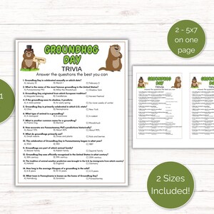Groundhog Trivia Game, Groundhog Quiz, Printable Groundhog Day Game for ...