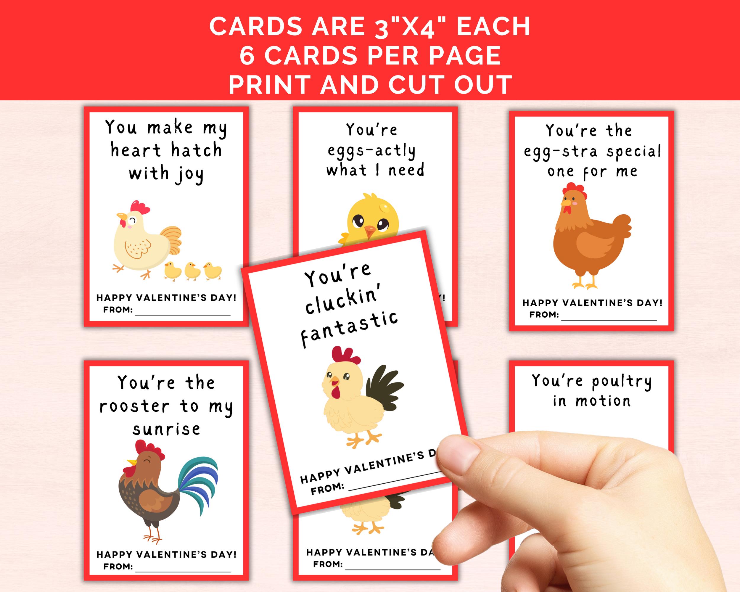 Funny Chicken Valentine Cards, 6 Printable Chicken Valentines ...