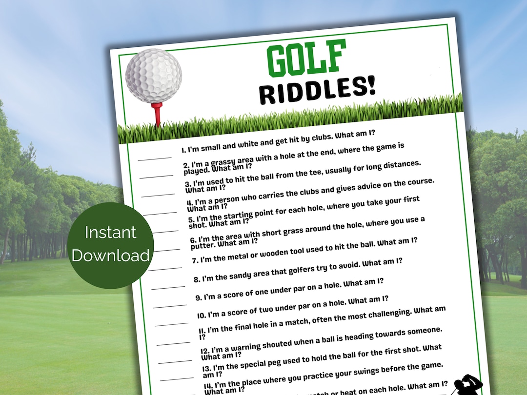 Golf Riddles, Printable Golf Activity, Golf Month Game, Golf Team Party ...