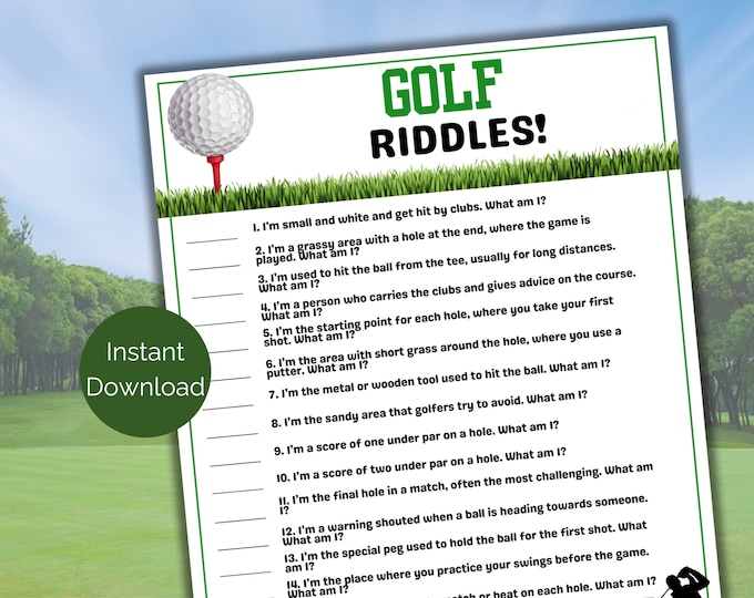 Golf Riddles, Printable Golf Activity, Golf Month Game, Golf Team Party ...