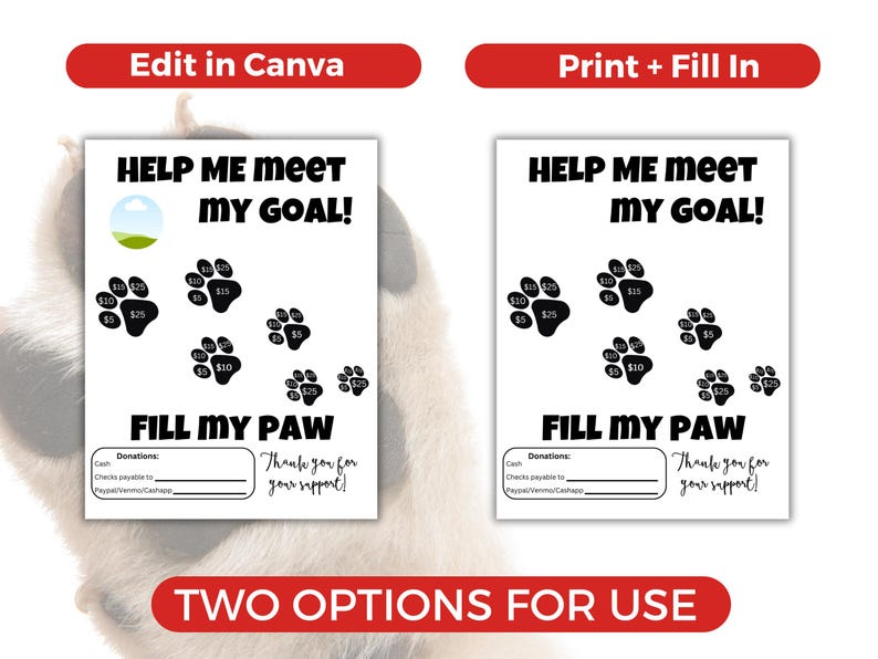 Editable Fill My Paw Fundraiser Template, Animal Fundraiser Flyer ...