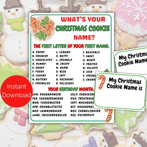 What's Your Christmas Cookie Name Game + Name Tags, Cookie Exchange ...