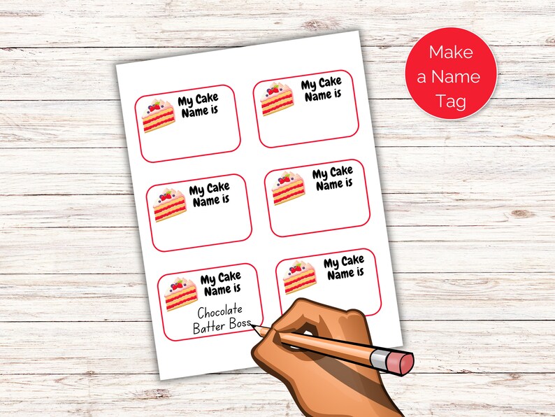 What's Your Cake Name Game Name Tags, Cake Tasting Party, Cake ...