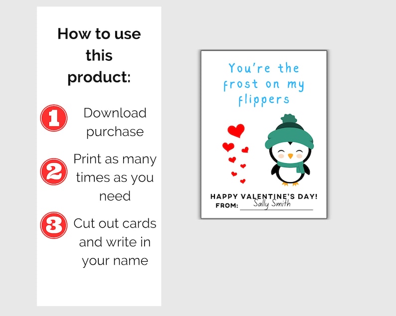 Funny Penguin Valentine Cards, 6 Printable Penguin Valentines for Kids ...