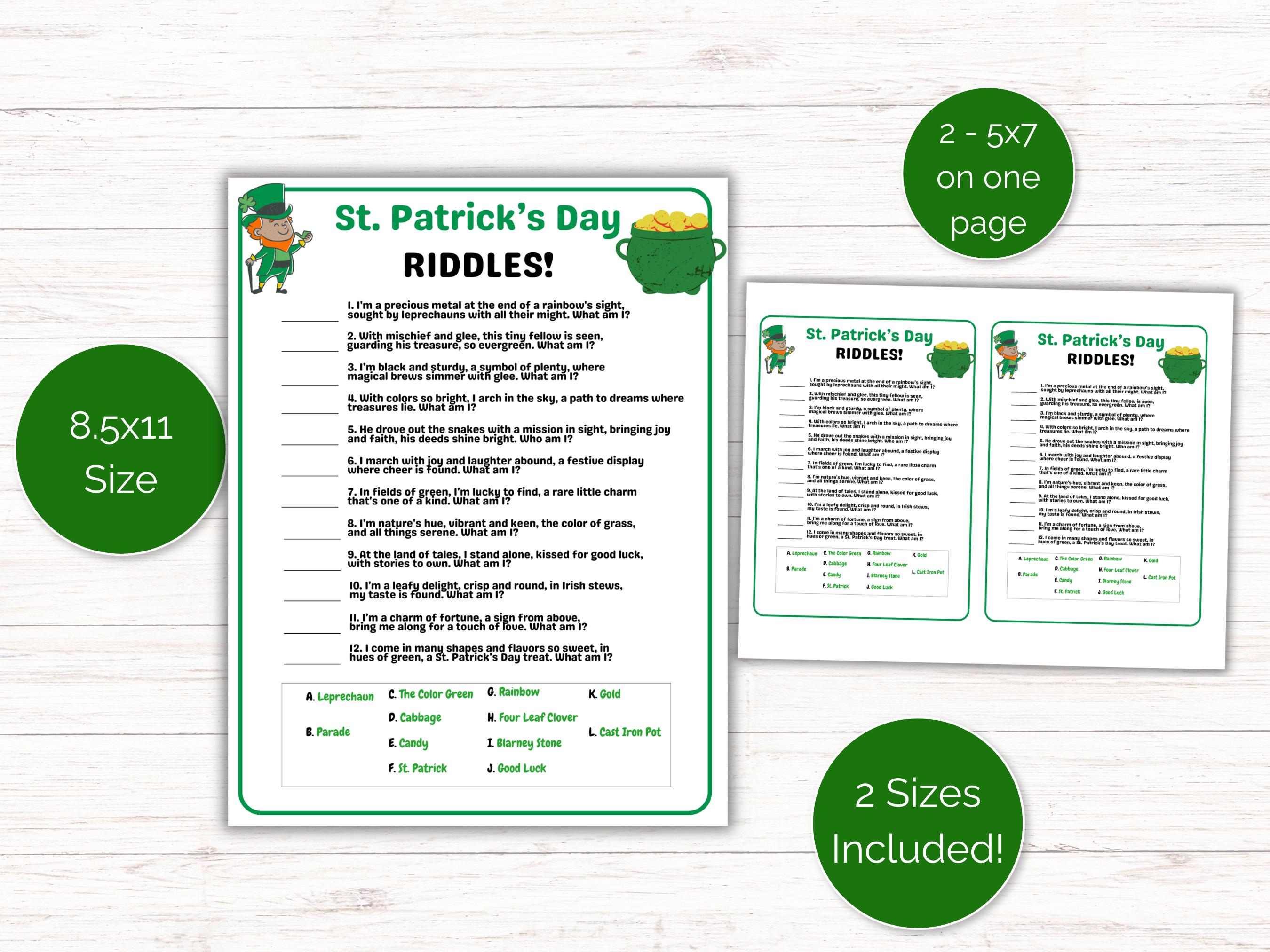 St Patricks Jokes, Printable St Patricks Day Riddles, St Patricks Day ...