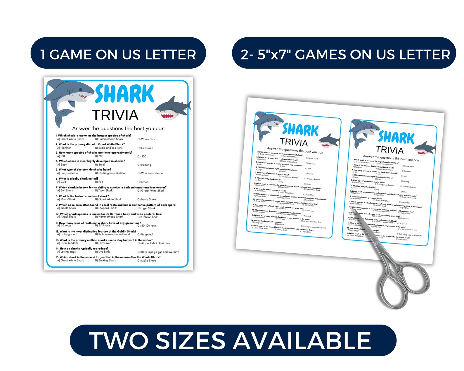Shark Games Bundle, Shark Week Games, Shark Birthday Party Activity ...