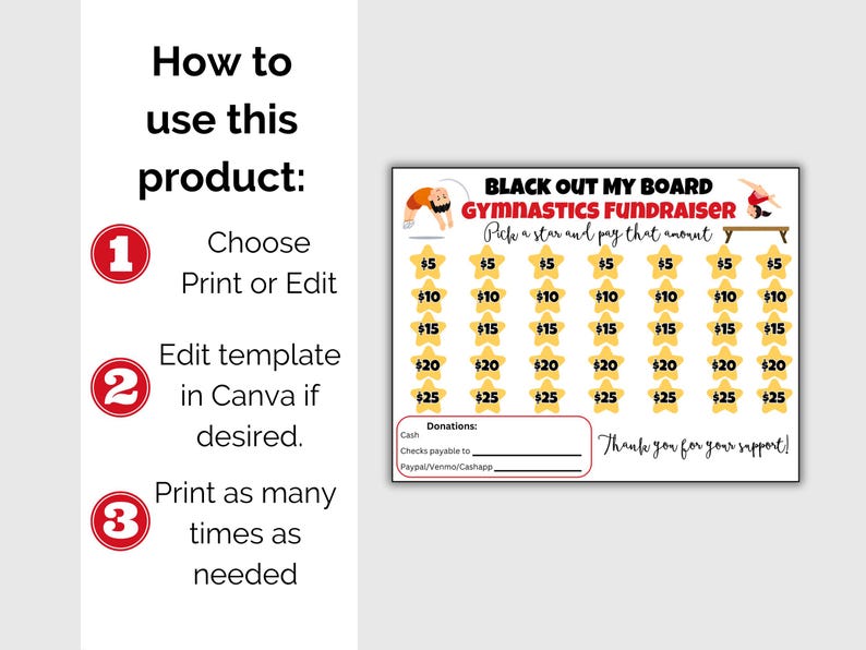 Editable Gymnastics Black Out My Board Fundraiser, Gymnastics Team ...