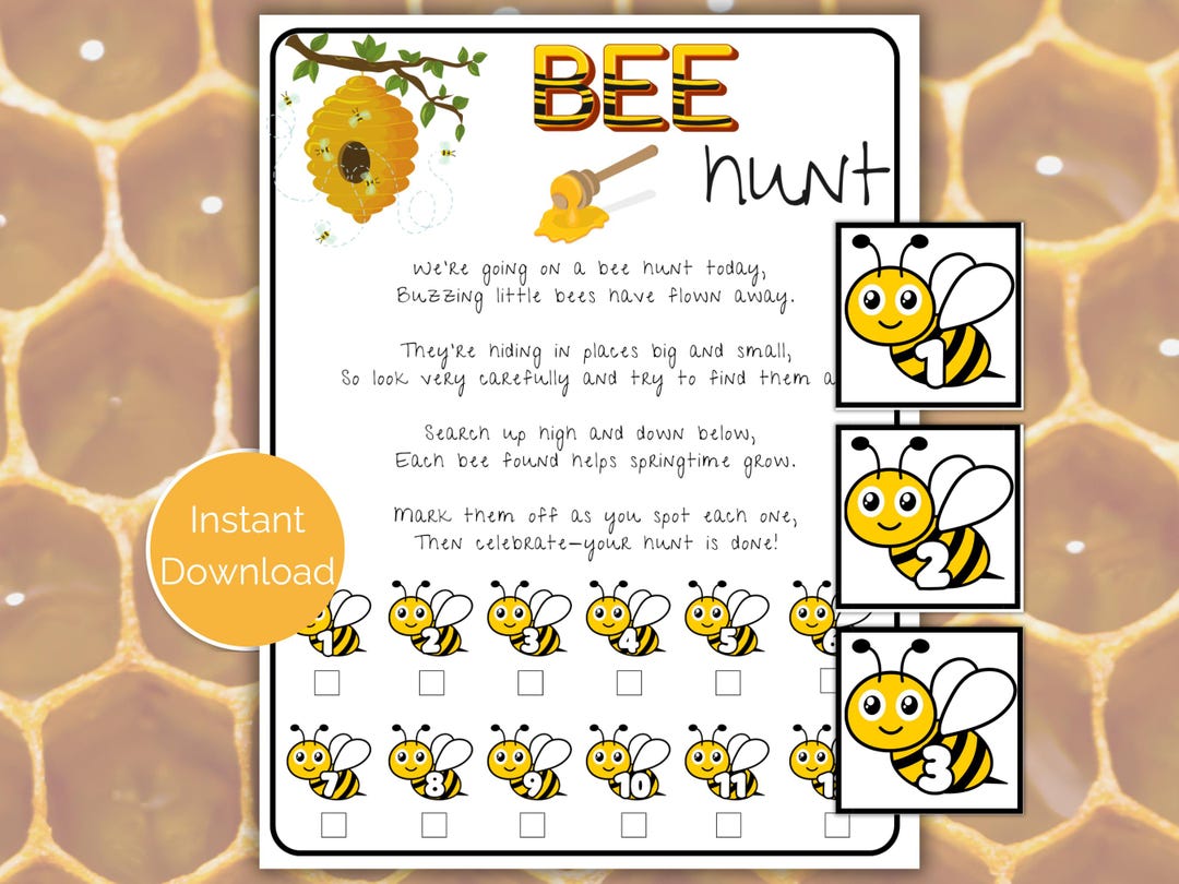 Bee Scavenger Hunt for Kids, Printable Bee Themed Activity for Kids ...