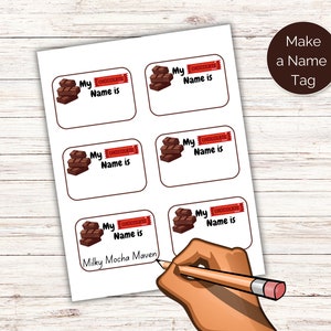 What's Your Chocolate Name Game + Name Tags, Chocolate Party Activity ...