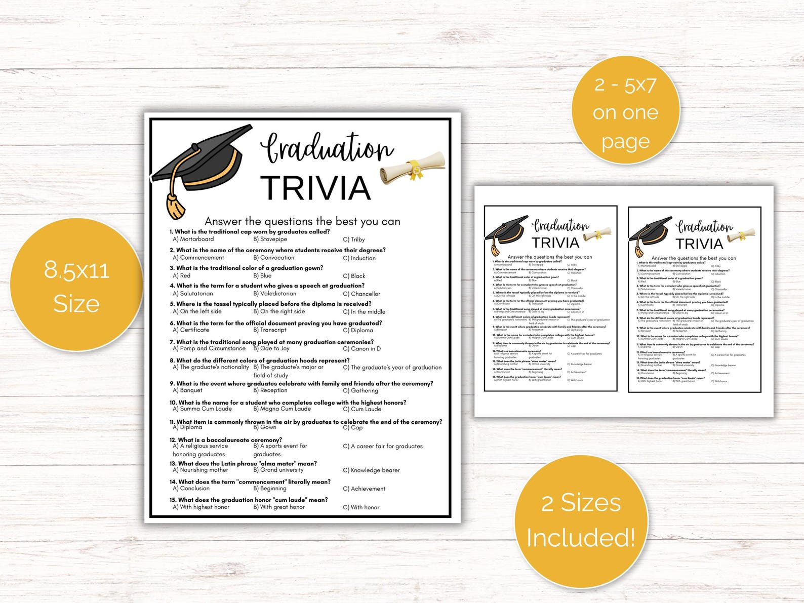 Graduation Trivia Game, Printable Graduation Party Game, High School ...