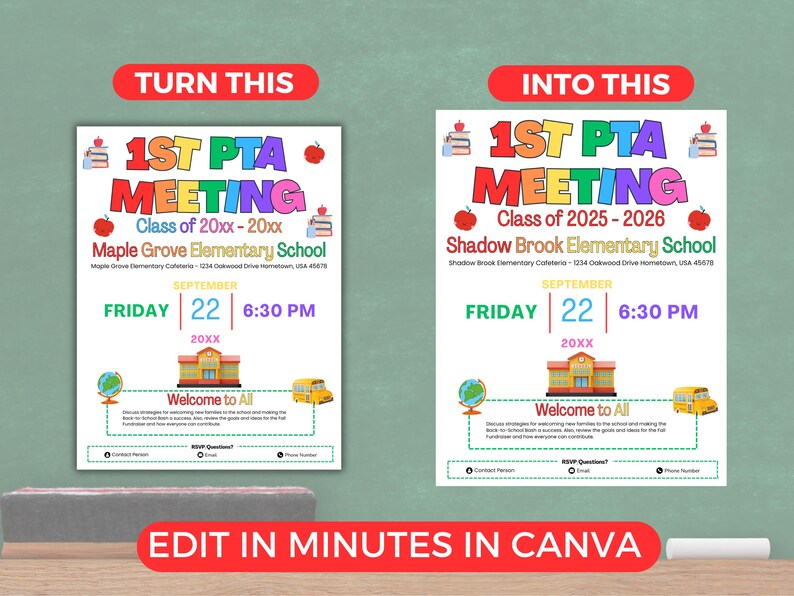 EDITABLE PTO PTA First Meeting Flyer Template, Pto/pta Information ...