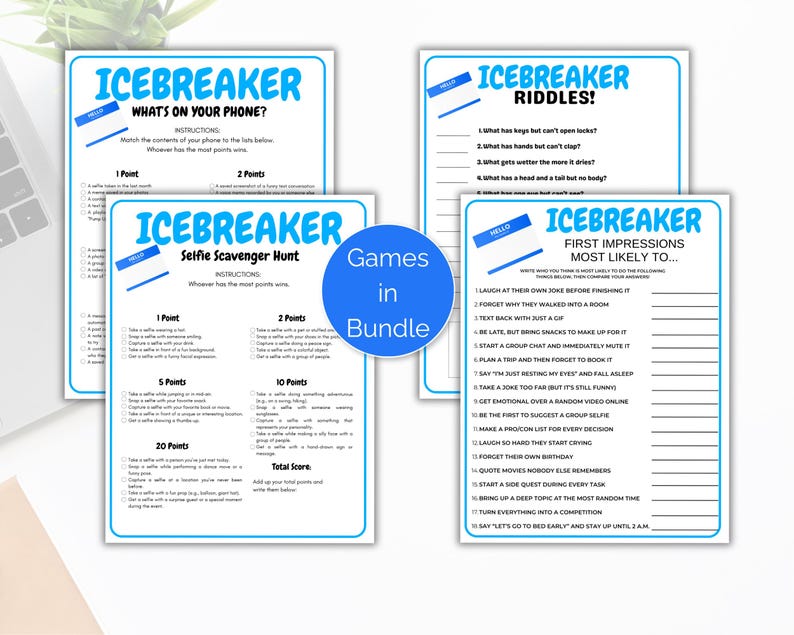Icebreaker Game Bundle, 14 Printable Ice Breaker Games, Icebreaker ...