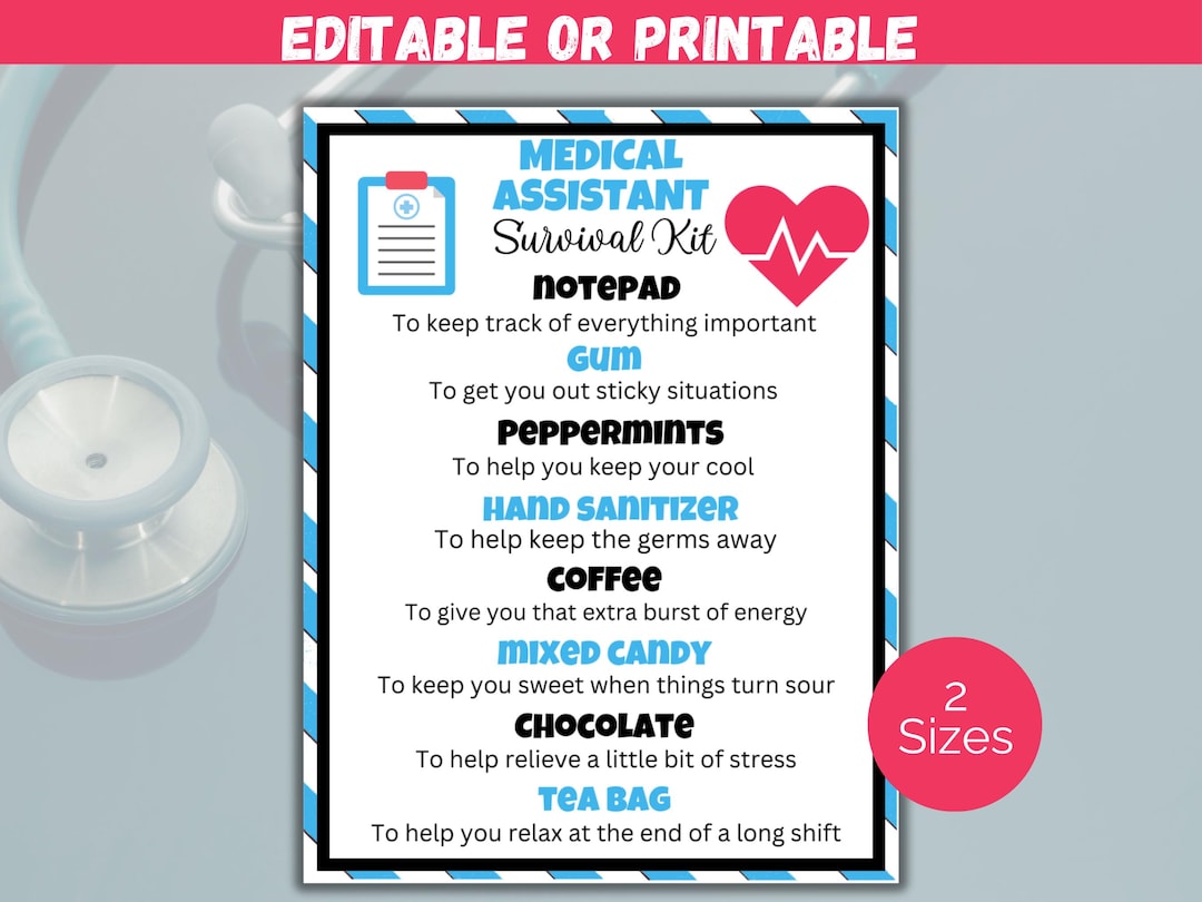 Editable Medical Assistant Survival Kit Gift, Medical Assistant ...