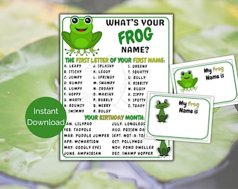 What's Your Frog Name, Frog Game for Kids Printable, Frog Name ...