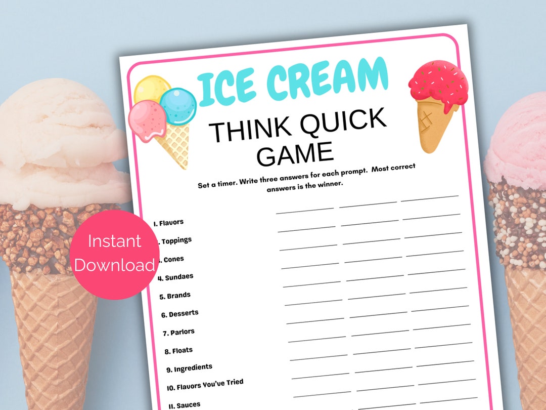 Ice Cream Think Quick, Ice Cream Party Game for Kids and Adults, Ice ...