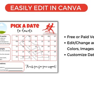 Editable Track Pick A Date, Track and Field Fundraiser Calendar, Cross ...