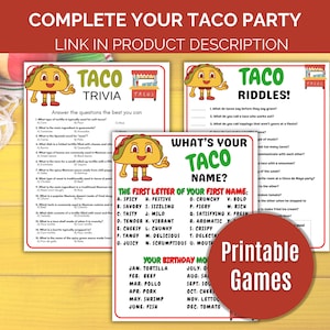 Taco Pass the Prize, Printable Taco Pass the Parcel Game, Taco Party ...