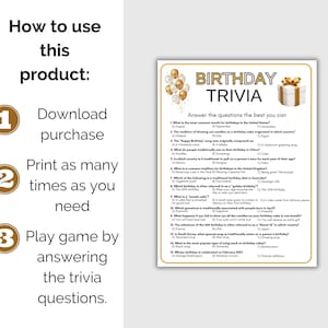 Birthday Trivia Game, Birthday Quiz, Birthday Themed Party Game ...