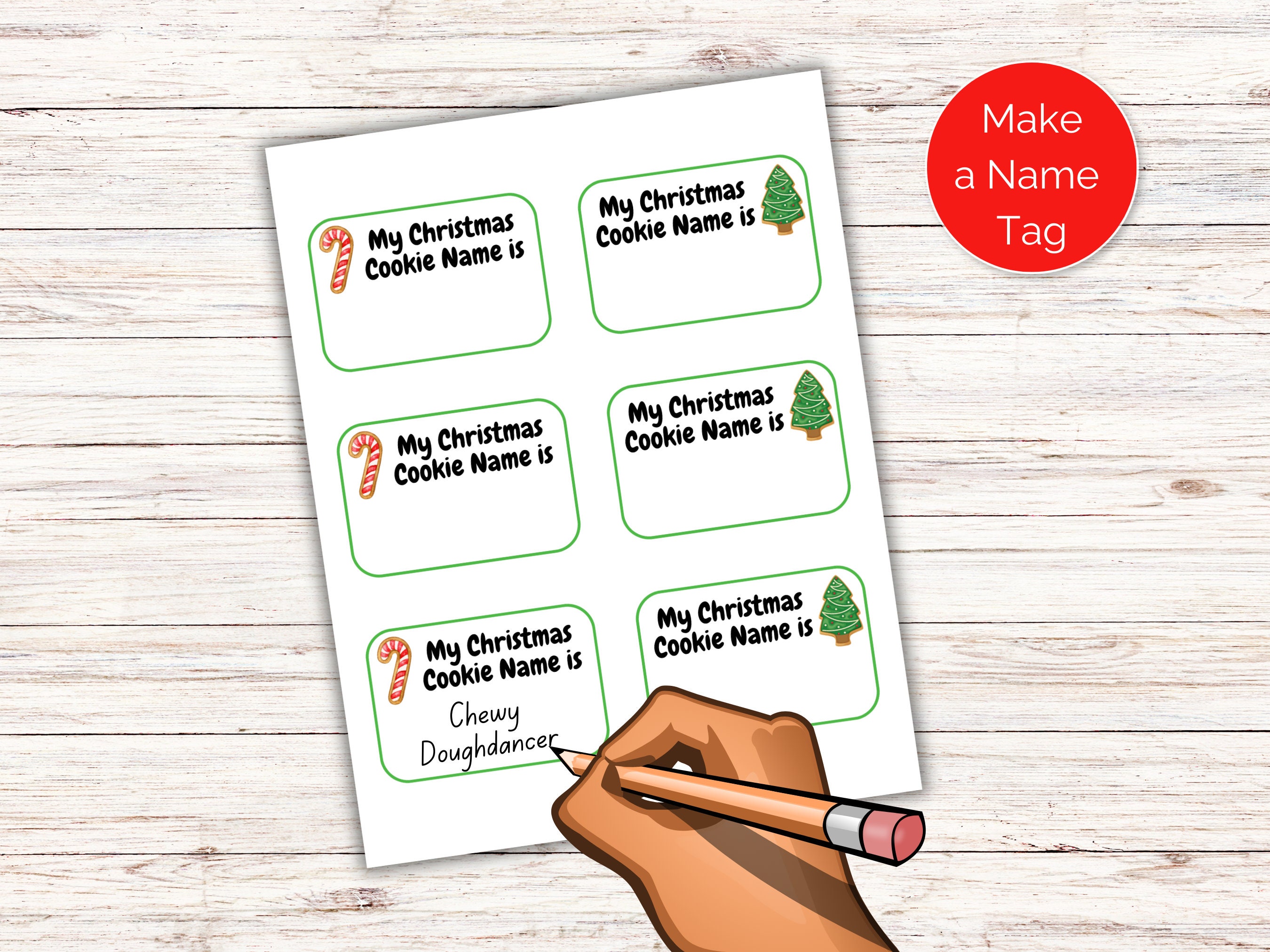 What's Your Christmas Cookie Name Game + Name Tags, Cookie Exchange ...
