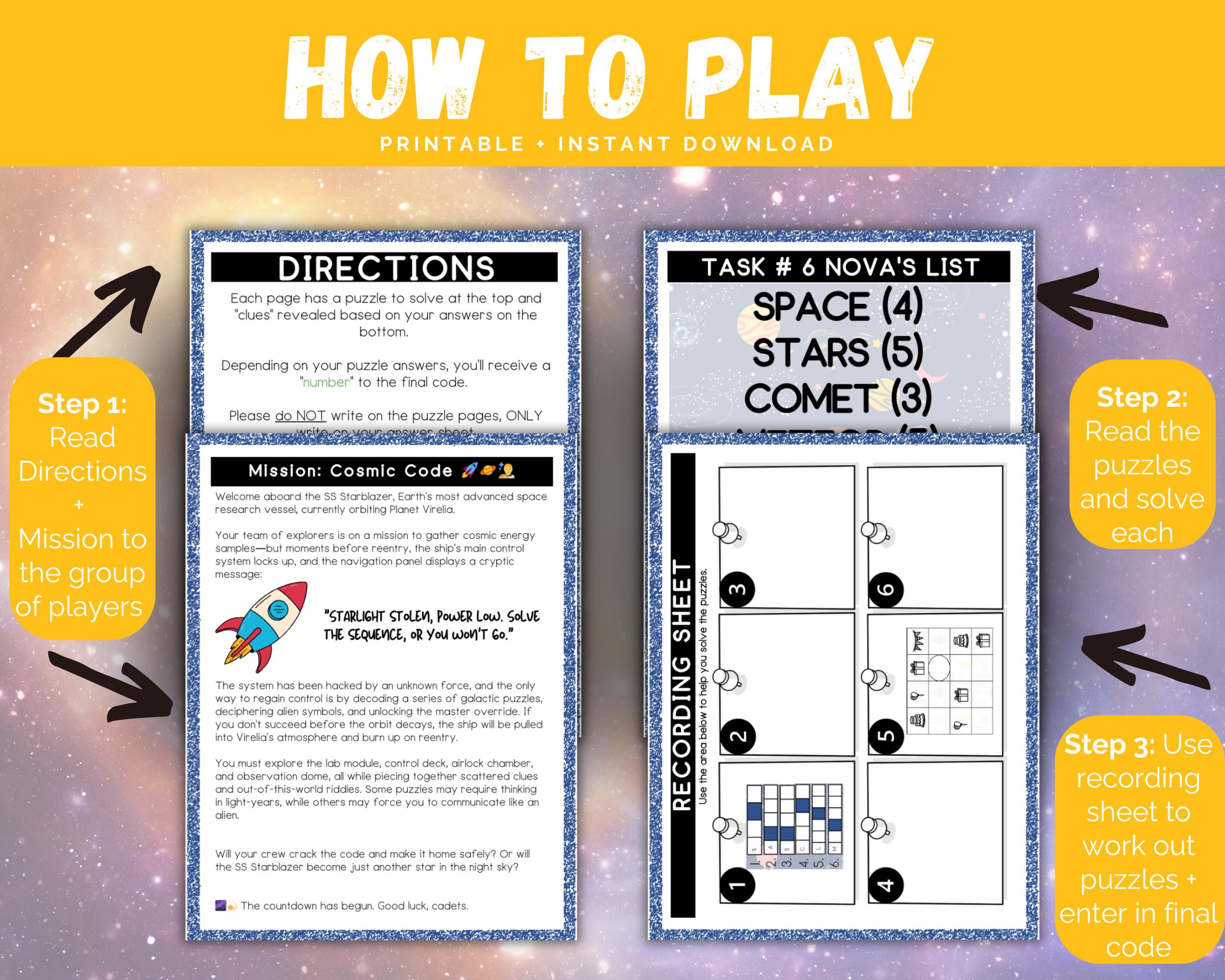Space Escape Room for Kids, Printable Escape Room Kit, Birthday Party ...
