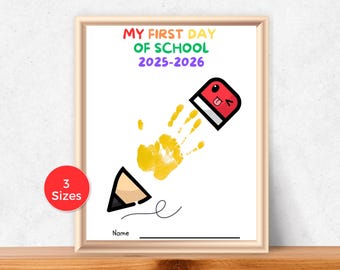 Pencil First Day of School Handprint Craft, Back to School Printable ...