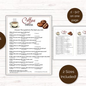 Coffee Trivia Game, Coffee Quiz, Printable Coffee Themed Party Game for ...