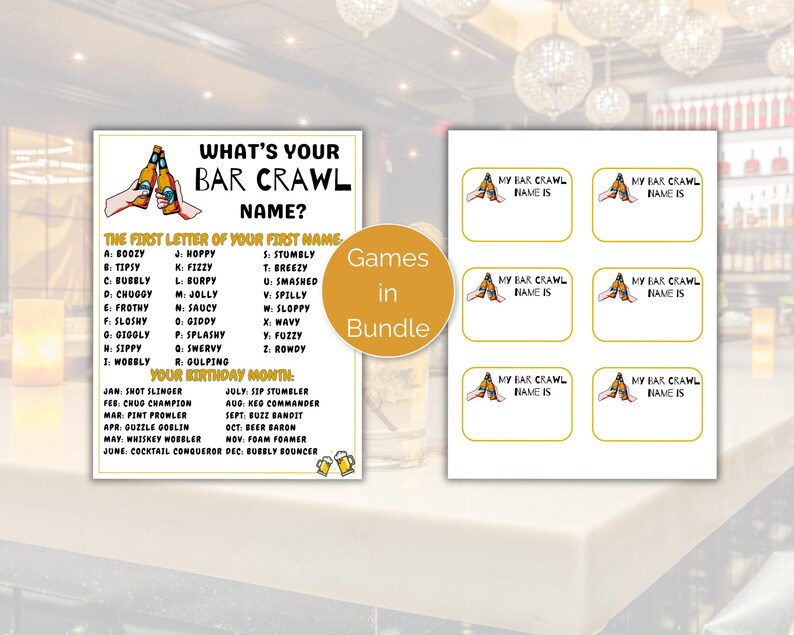 Bar Crawl Game Bundle, 13 Printable Pub Crawl Games, Bar Scavenger Hunt ...