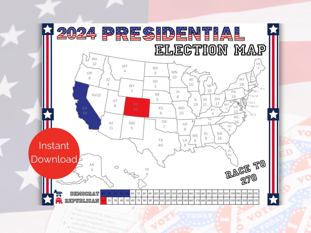2024 Presidential Election Map, Electoral College Vote Tracker Kids ...