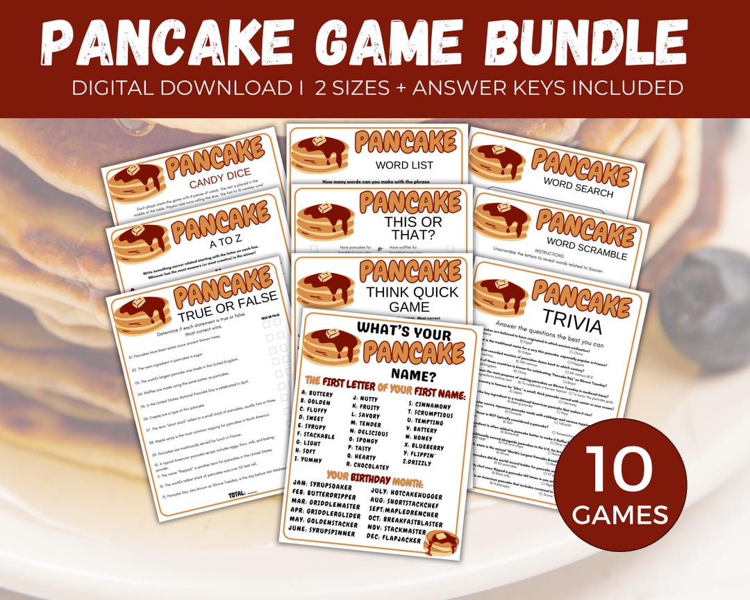 Pancake Games Bundle, Pancake Day Games, Pancakes and Pajamas, Shrove Tuesday Games for Kids and ...