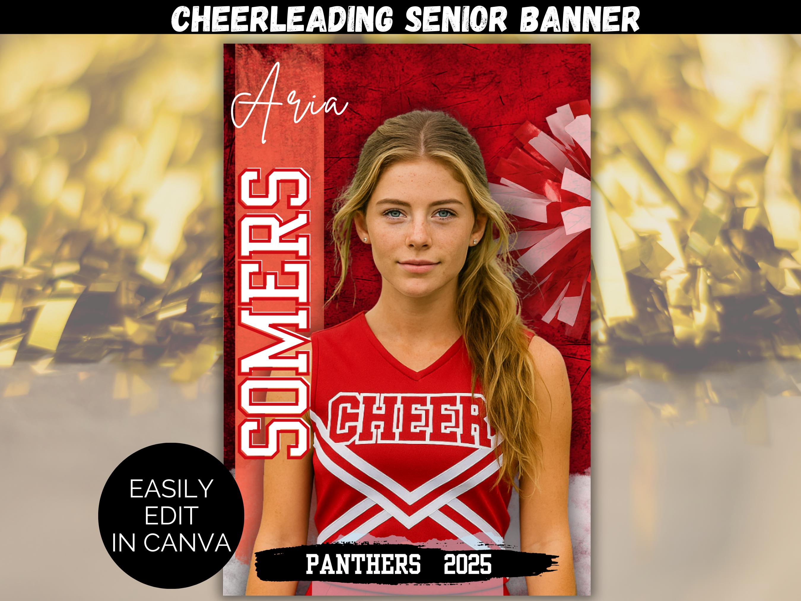Editable Senior Cheerleader Banner Template, Custom Cheerleading Poster ...