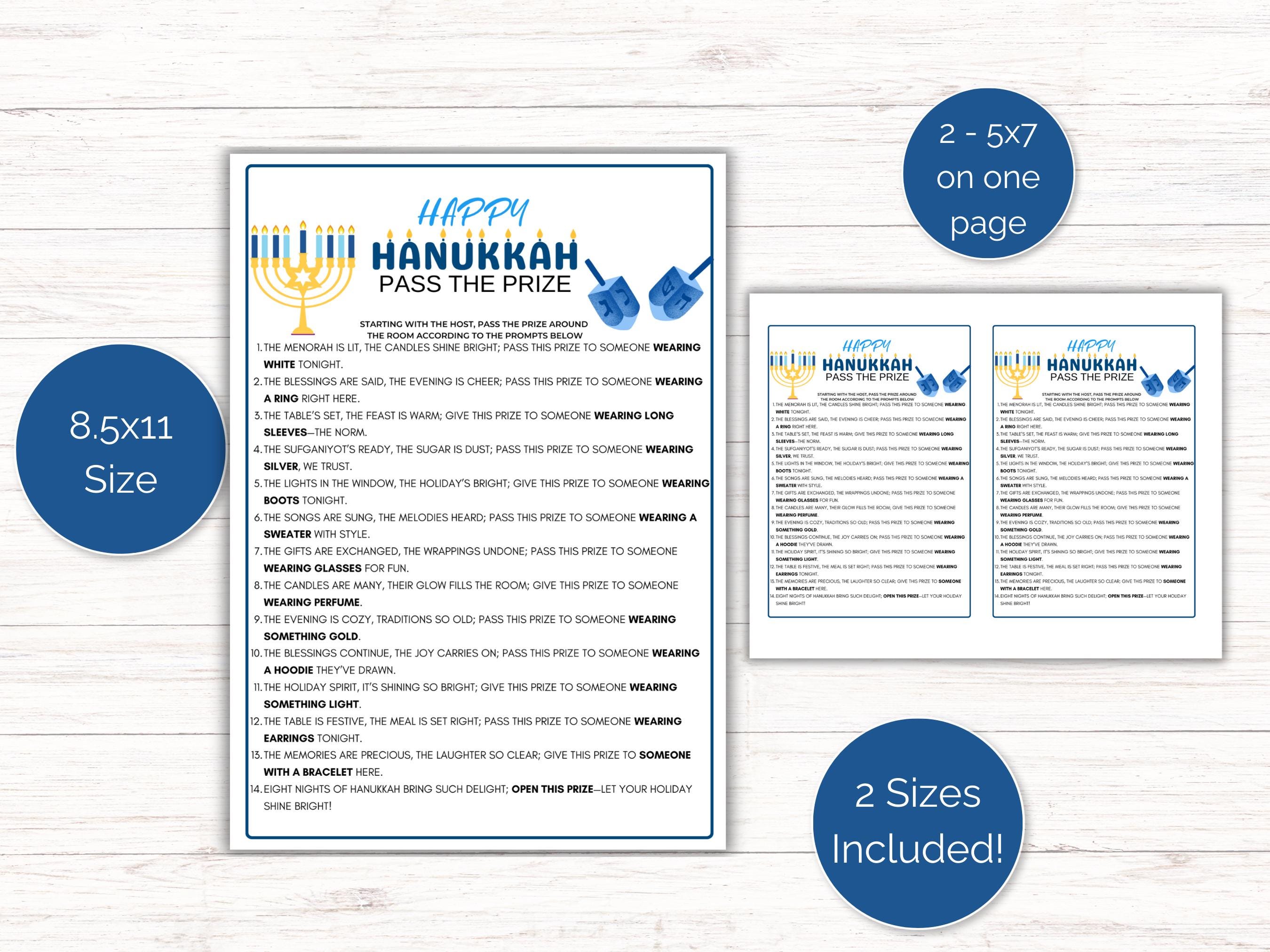Hanukkah Pass the Prize, Printable Hanukkah Pass the Parcel Game ...