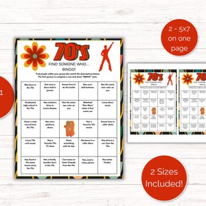 70s Find Someone Who Game, Groovy Mix and Mingle, Human Bingo Party ...