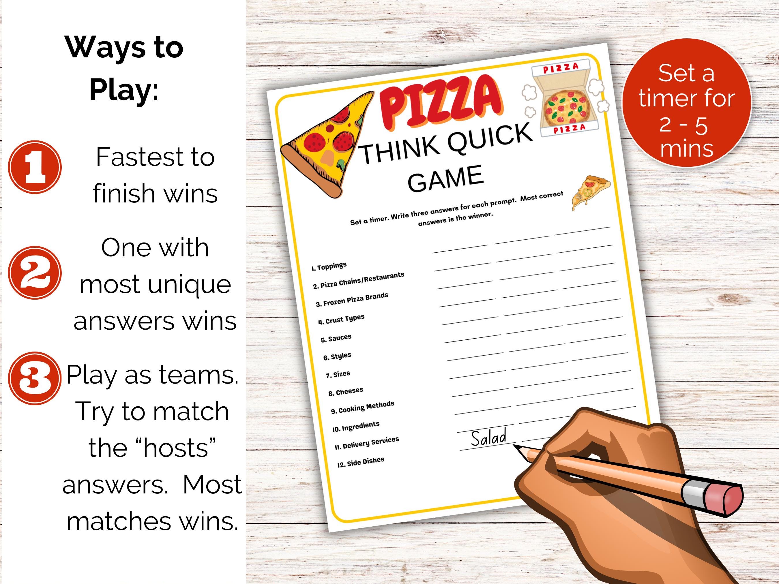 Pizza Think Quick, Pizza Games for Kids, Adults and Classroom, National ...