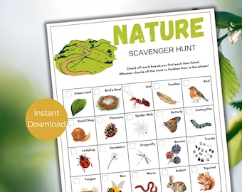 Nature Scavenger Hunt Printable, Outdoor Nature Scavenger Hunt for Kids ...