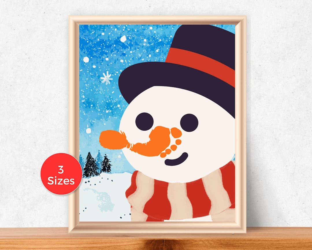 Snowman Nose Footprint Art, Winter Handprint Craft for Toddlers ...
