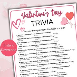 Valentines Day Trivia Game, Valentine Quiz, Valentine's Day Party ...