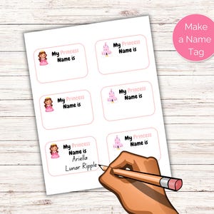 What's Your Princess Name Game + Name Tags, Printable Princess Birthday ...