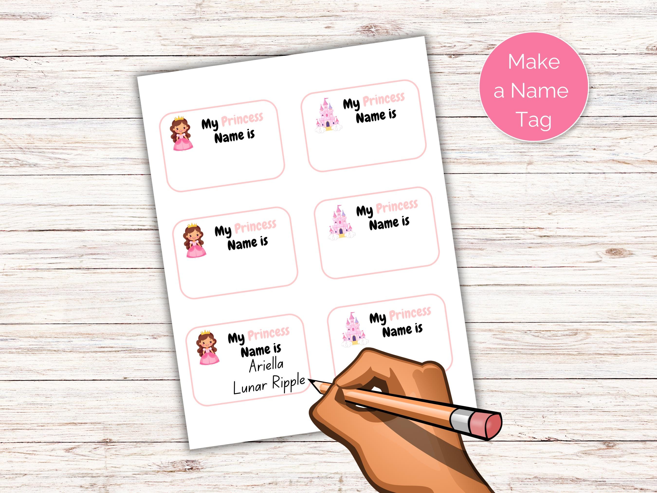 What's Your Princess Name Game + Name Tags, Printable Princess Birthday ...