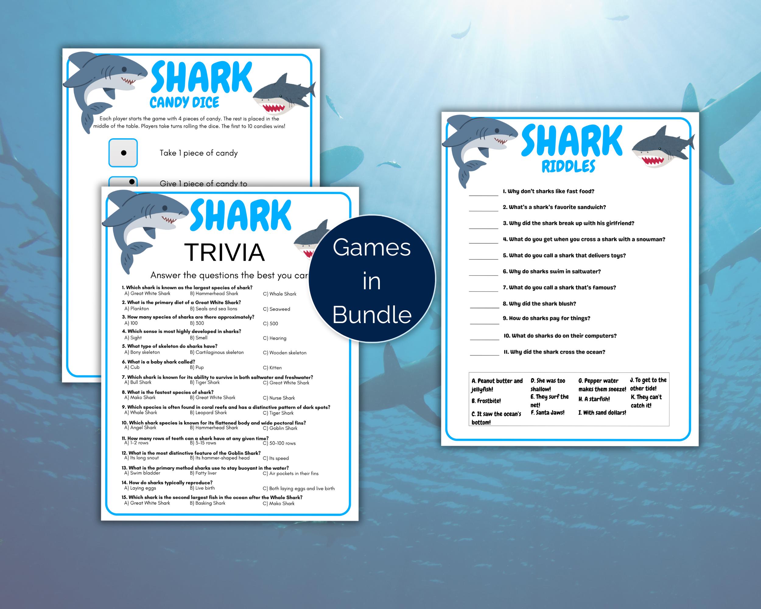Shark Games Bundle, Shark Week Games, Shark Birthday Party Activity ...