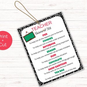 Editable Teacher Survival Kit Gift Tags, Back to School Gift Tag, Last ...