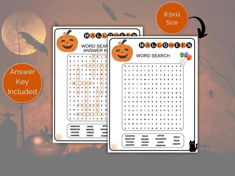 Halloween Word Search, Printable Halloween Game for Kids + Adults ...